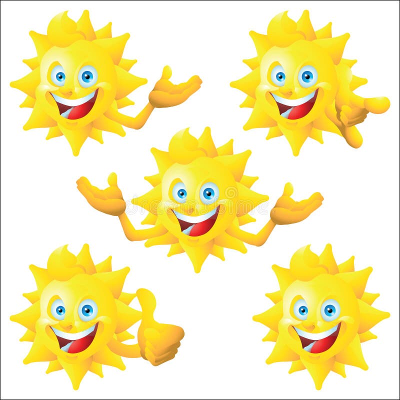 Sun cartoon character set stock vector. Illustration of element - 69439791