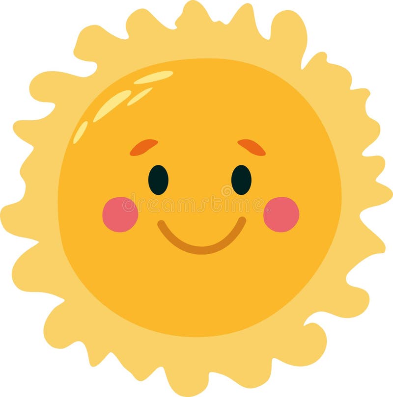 Sun Cartoon Flat Style. Children S Style Stock Vector - Illustration of ...