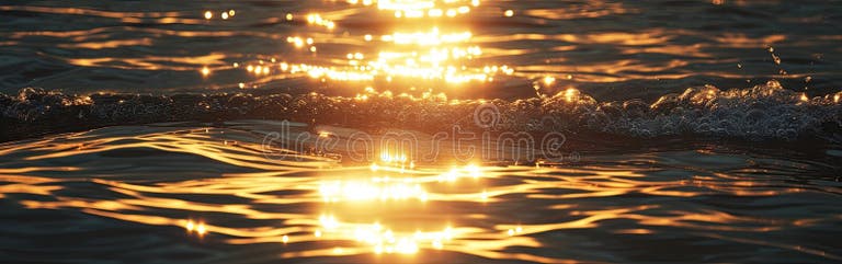 Bright Sun Shining Over Water Stock Illustration - Illustration of ...