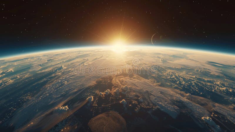 Sun Shining Over Earth from Space Stock Photo - Image of system ...