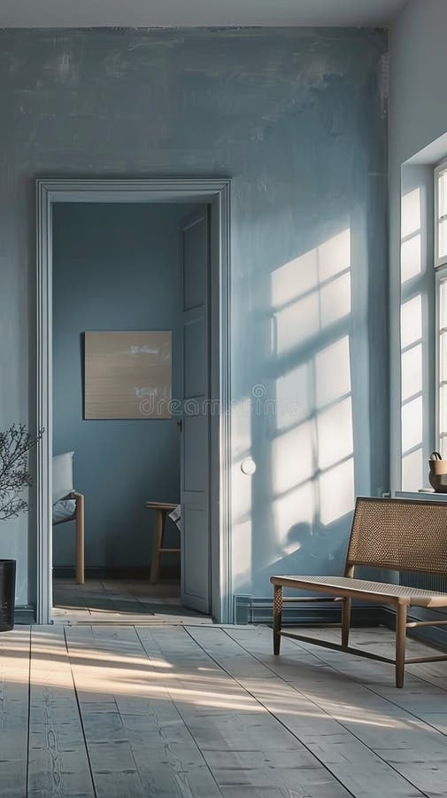 The Sun Casts Soft Shadows in a Room with Open Doors and Minimalist ...