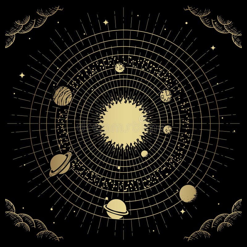 The Sun Center of Solar System with Planets Stock Vector - Illustration ...