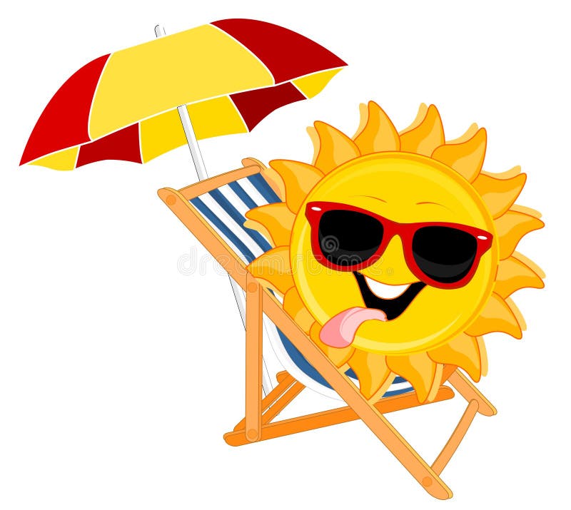 Sun on beach cartoon stock illustration. Illustration of rays - 226681902