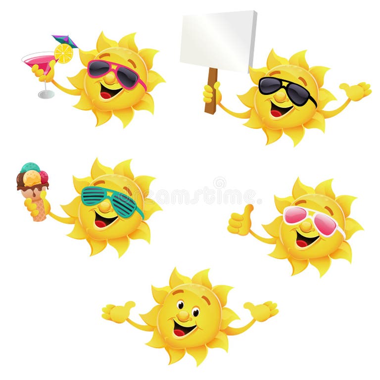 Sun Character Set stock vector. Illustration of cream - 53777126