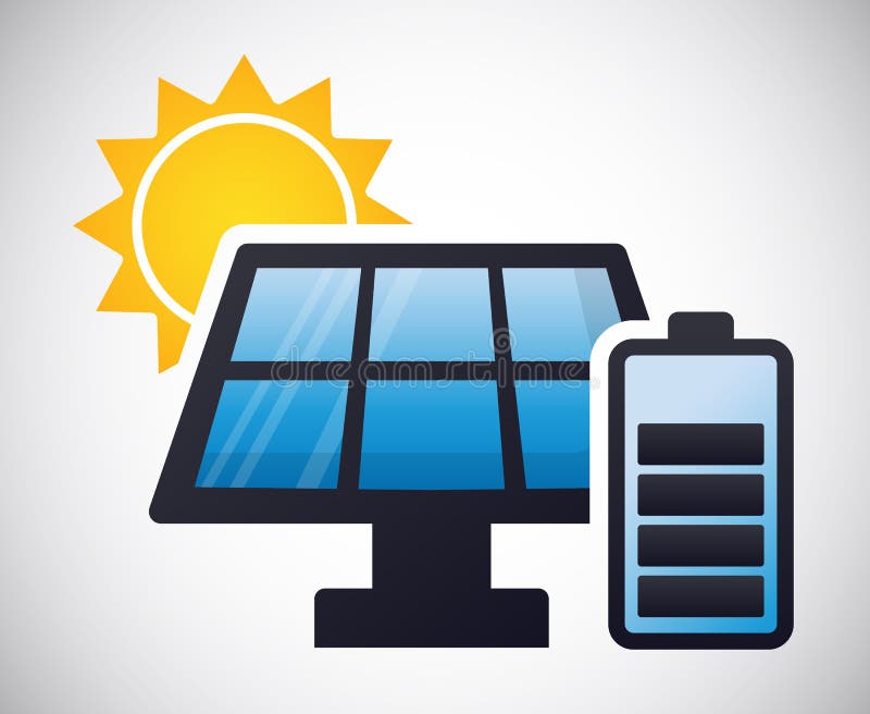Solar Energy Panels Battery Charging Vector Icon Stock Vector ...