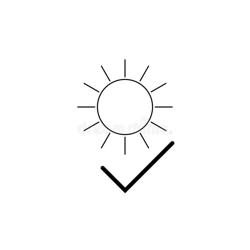 Sun Check Icon Isolated on White Background Stock Vector - Illustration ...