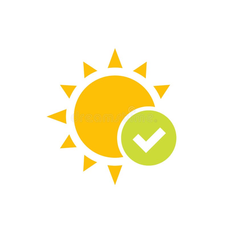 Sun and Checkmark Icon on White Stock Vector - Illustration of full ...