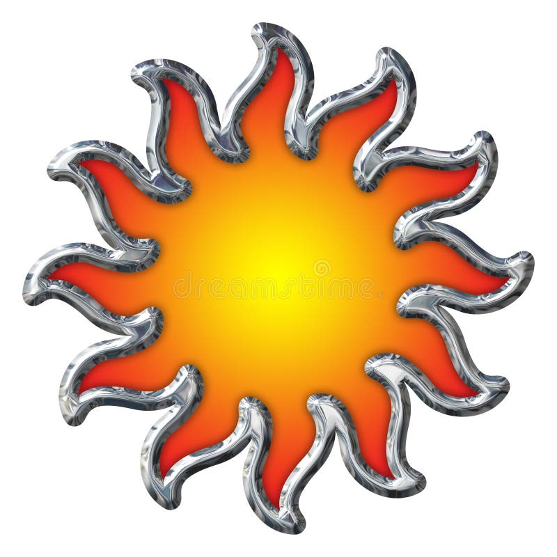 Sun in Chrome 12 Inches with Paths Stock Illustration - Illustration of ...