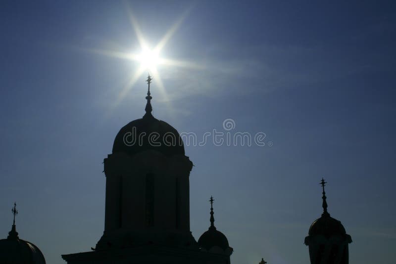 Sunset behind the church stock photo. Image of building, architecture ...