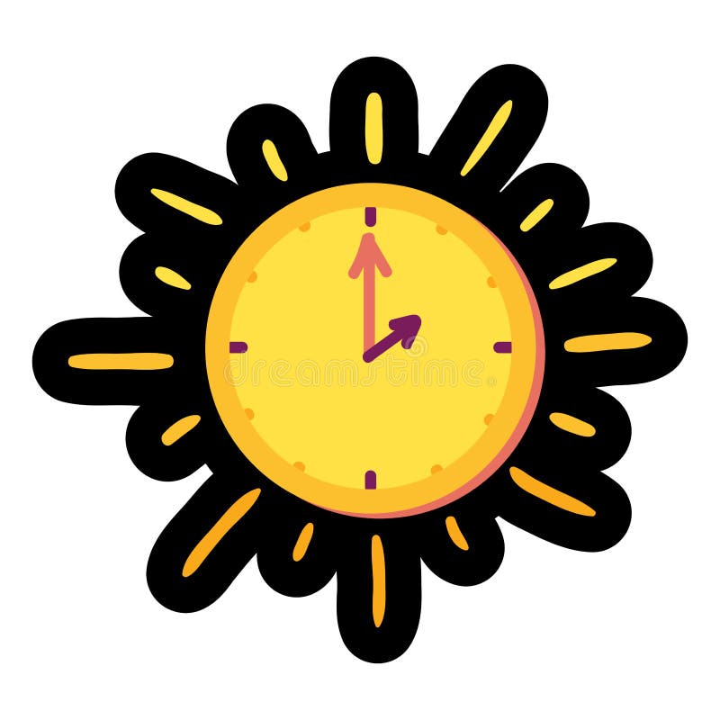 Sun Clock Flat Color Illustration Stock Vector - Illustration of arrow ...