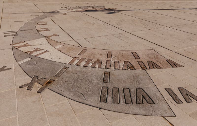 Sun Clock on the Ground Showing Time in Montenegro Stock Photo - Image ...