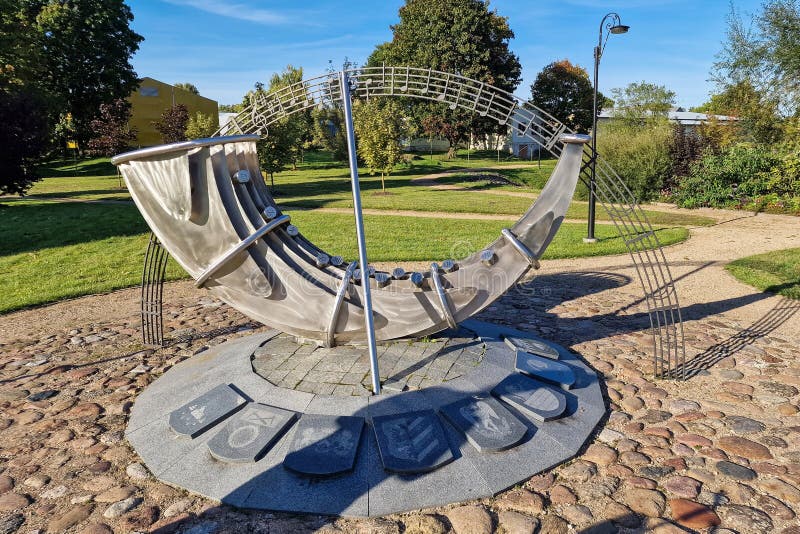 Sun Clock Showing Time, Auce, Latvia. Stock Image - Image of ...