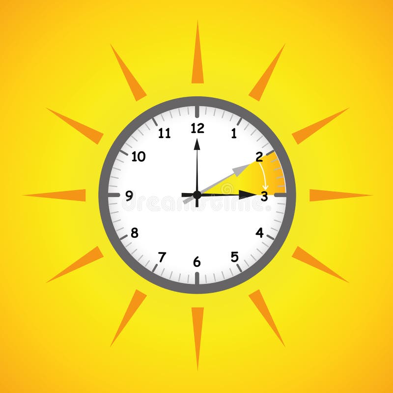 Sun Clock Summer Time Daylight Saving Time Stock Vector - Illustration ...