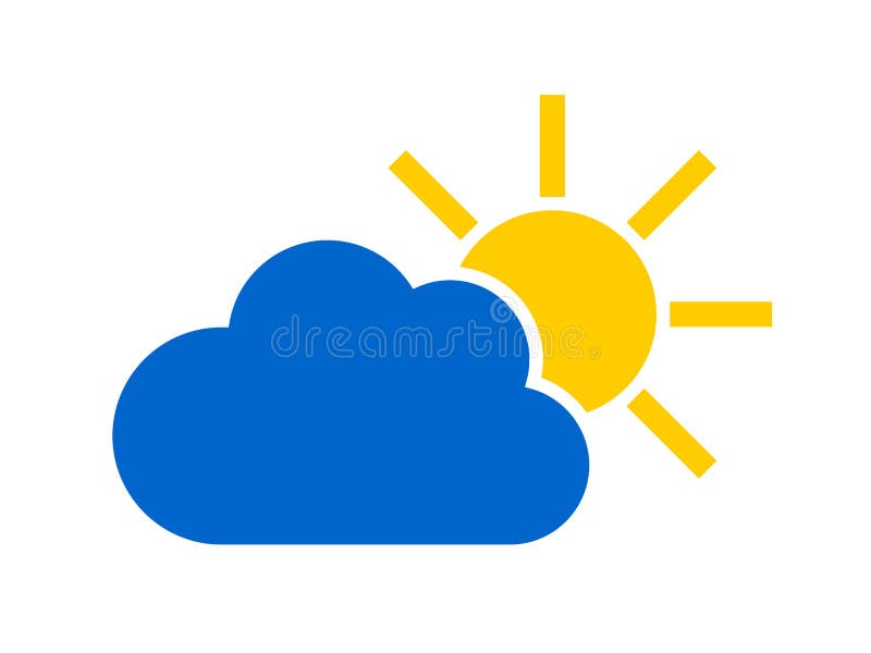 Blue Cloud and Yellow Sun. Weather Forecast Icon Isolated on White ...