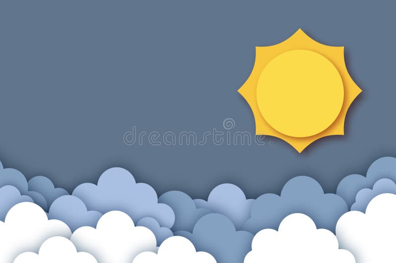 Sun with Cloud. Cloudy Sky. Paper Cut Weather Stock Vector ...