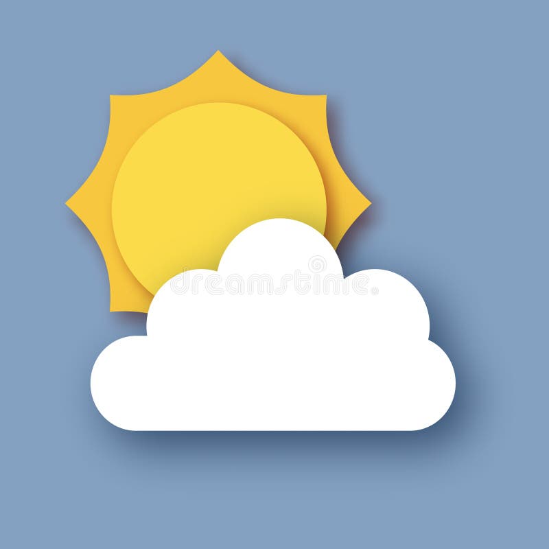 Sun with Cloud. Cloudy Sky. Paper Cut Weather Stock Vector ...