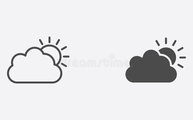 Sun and Cloud Filled and Outline Vector Icon Sign Symbol Stock Vector ...