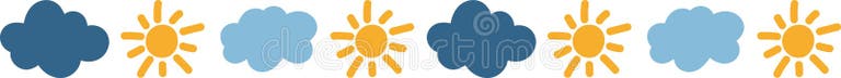 Sun and Cloud Pattern Border Stock Illustration - Illustration of ...