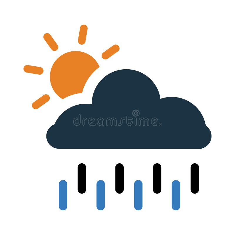 Sun, Cloud, Rain, Weather Icon Stock Vector - Illustration of ...