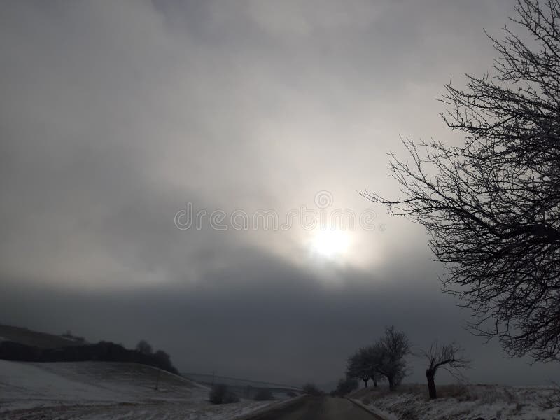 Sun Cloud Trees Road Happy Sad Feel Stock Photo - Image of road, trees ...