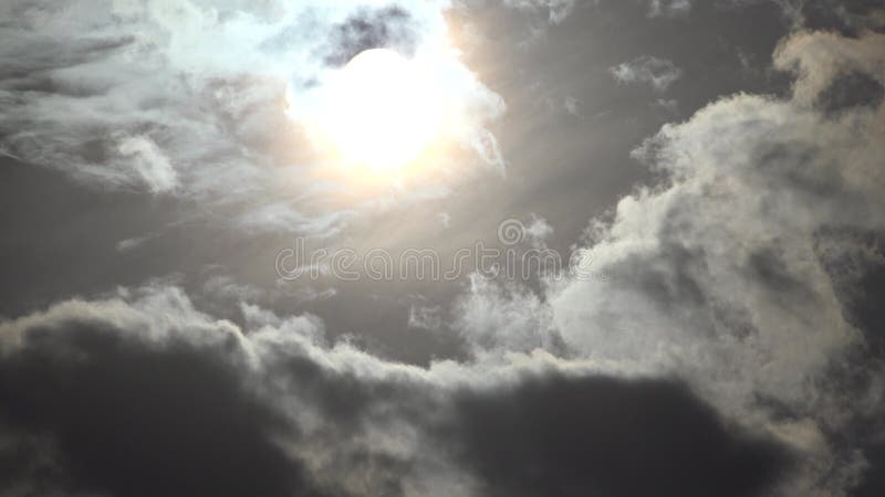 Sun in Clouds, Dramatic Sunset Timelapse, Sunny Rays in Fluffy Cloud ...