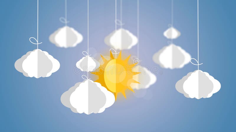 Sun and Clouds Paper on Sky, Loop Background Animation. Stock Video ...