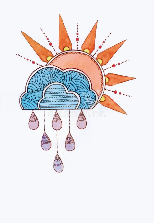 Sun Clouds and Rain Mandala Illustration Stock Illustration ...