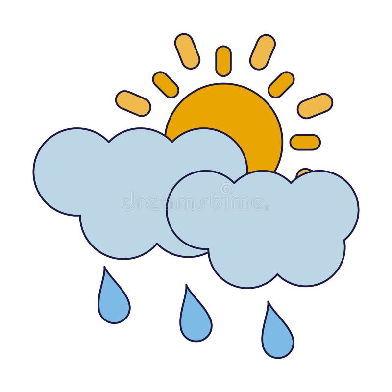 Sun and clouds rainy stock vector. Illustration of cloud - 137507437
