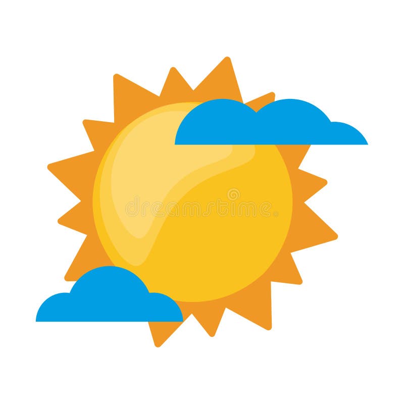 Sun And Clouds Weather Cartoon Stock Vector - Illustration of element ...