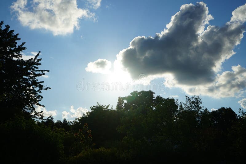 Sun on a Cloudy Sky in July. Berlin, Germany Stock Image - Image of ...