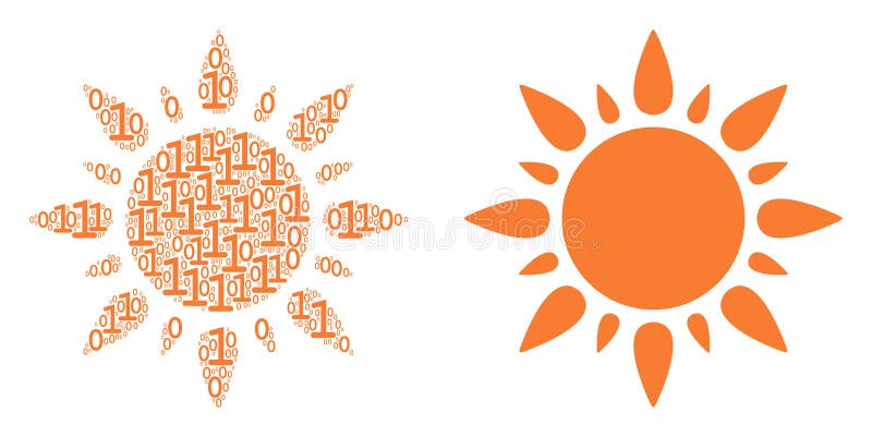 Sun Collage of Binary Digits Stock Vector - Illustration of sunbeam ...