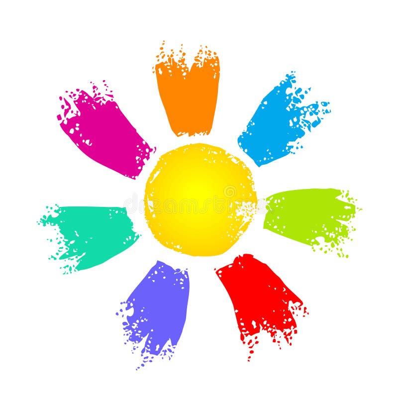 Sun with colorful rays stock vector. Illustration of cartoon - 38977946