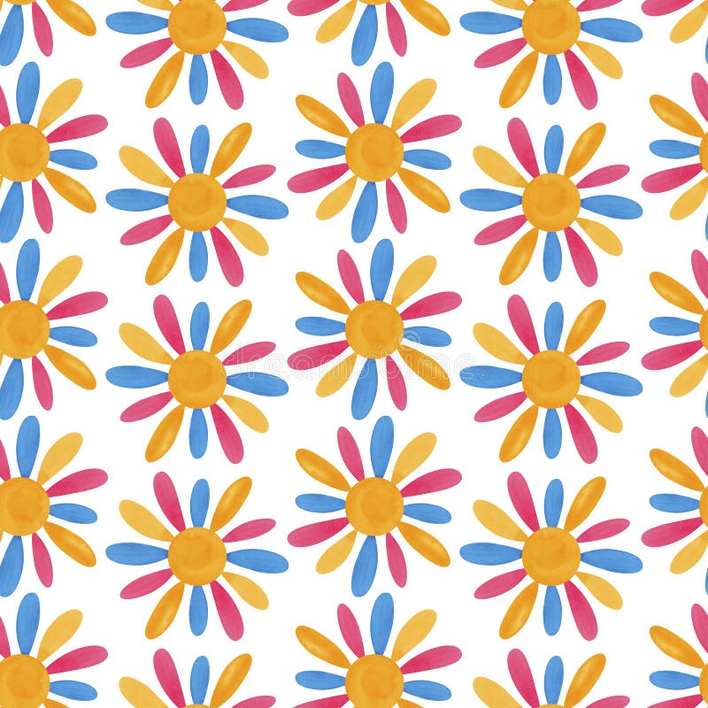 Sun with Colorful Rays Watercolor Pattern , Design for Kids. Stock ...