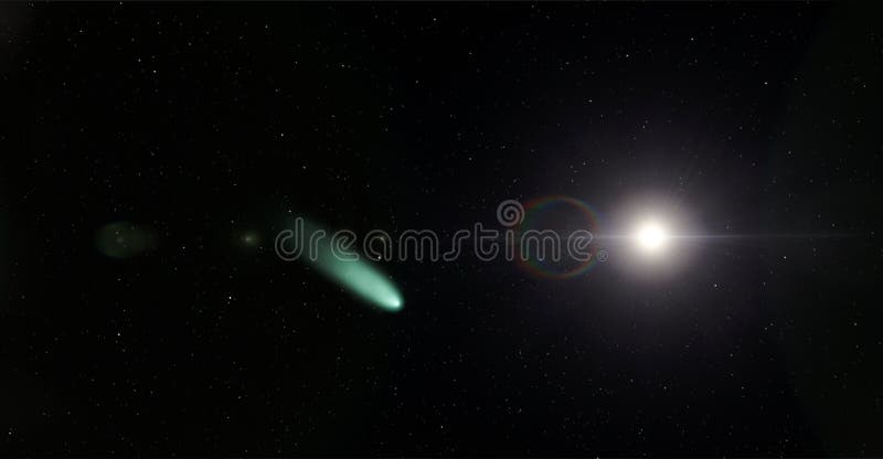 Sun and a Comet. Sun Rays and and a Planet 3d Illustration Background ...