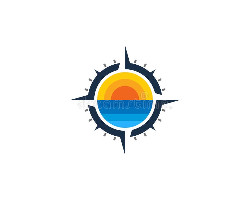 Sun Compass Icon Logo Design Element Stock Vector - Illustration of ...