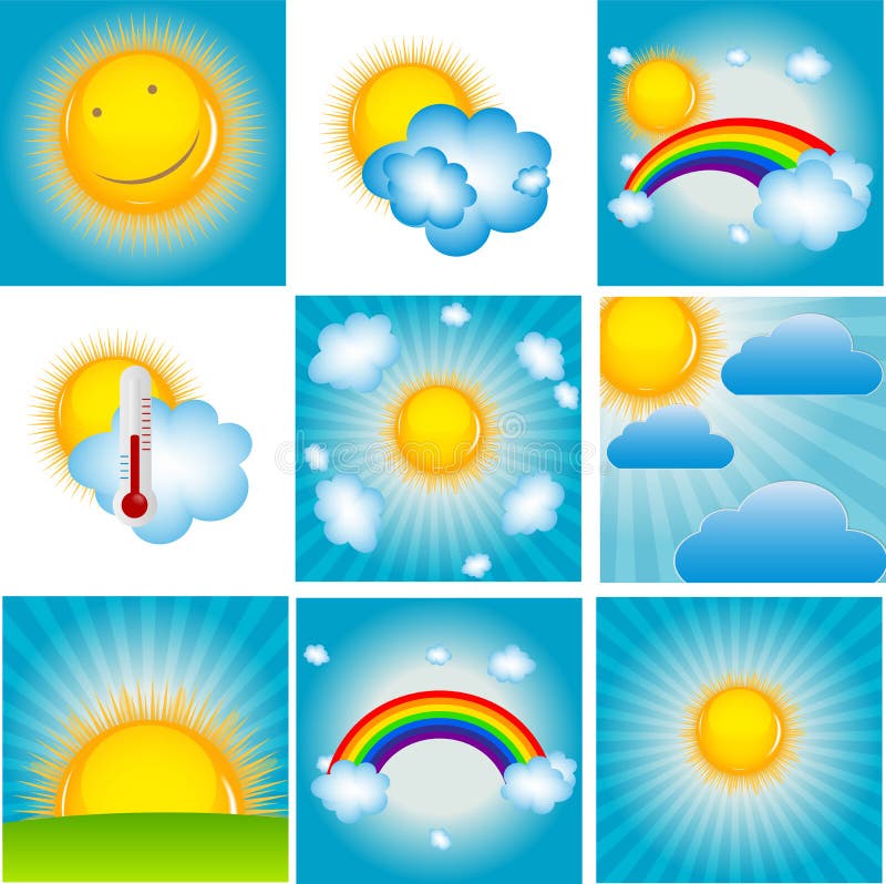 Sun and Coud Background Set Vector Illustration Stock Vector ...