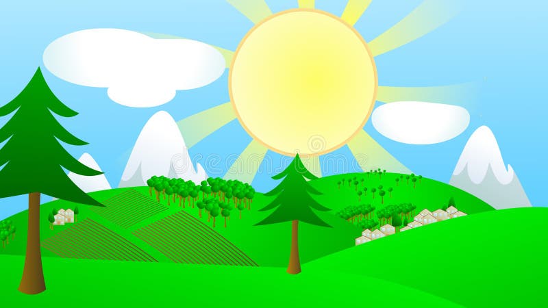 Sun in country stock illustration. Illustration of season - 14836527