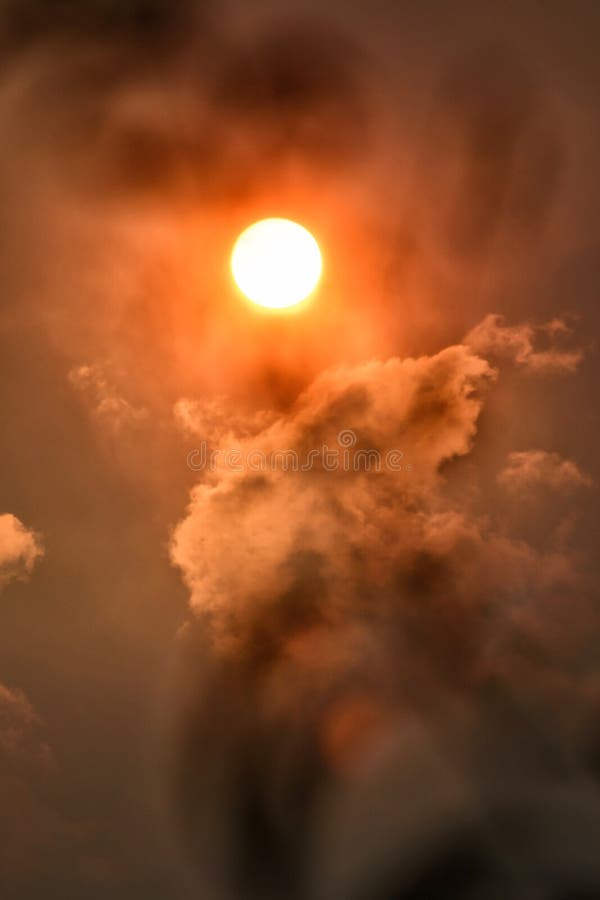 Sun covered with smoke stock photo. Image of toxic, heat - 85986330
