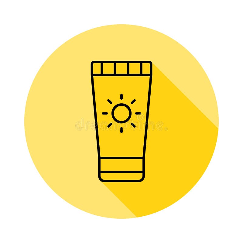 Sun Cream Outline Icon in Long Shadow Style Stock Illustration ...