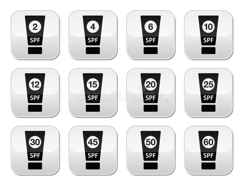 Sun Cream, Sunblock with Factor or Spv Icons Set Stock Vector ...