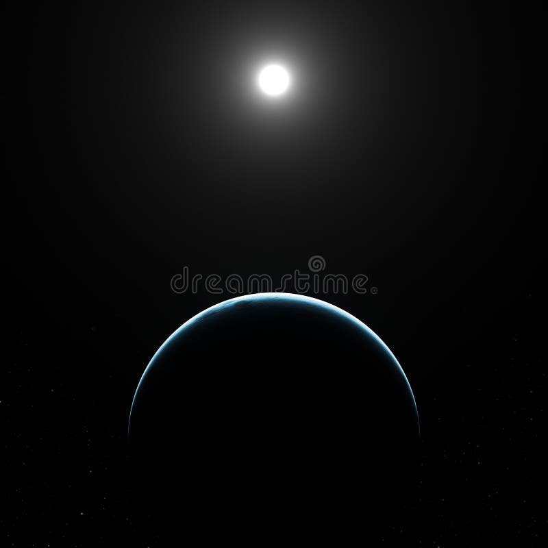 Earth with Crescent Moon and Sun Over Universe Stock Illustration ...