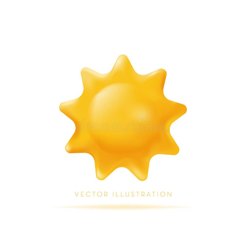 Sun 3D Icon. Weather Sunshine Minimal Cartoon Vector Illustration Stock ...
