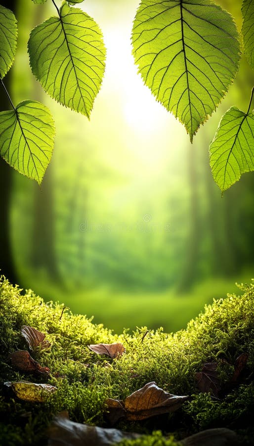 Sun-Dappled Forest Floor, Peaceful Nature Scene with Lush Greenery and ...