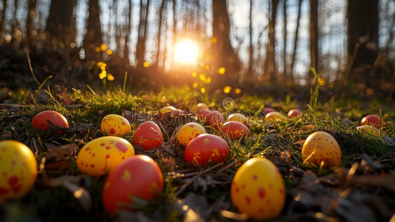 In a Sun-dappled Forest, a Whimsical Easter Egg Hunt Unfolds, Featuring ...