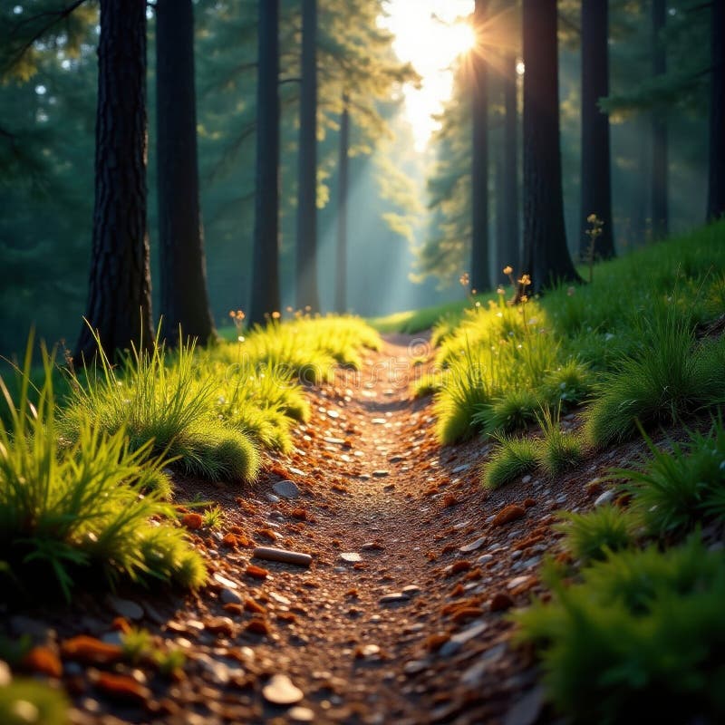 Sun Dappled Pine Needles Carpet a Mountain Trail , Nature, Path, Trail ...