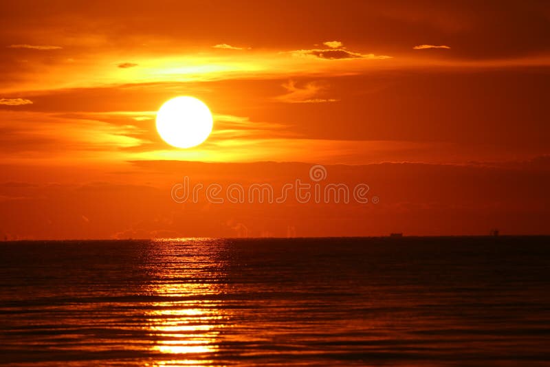 Sun Dawn Back on Morning Sky Silhouette Cloud on Sea Stock Image ...