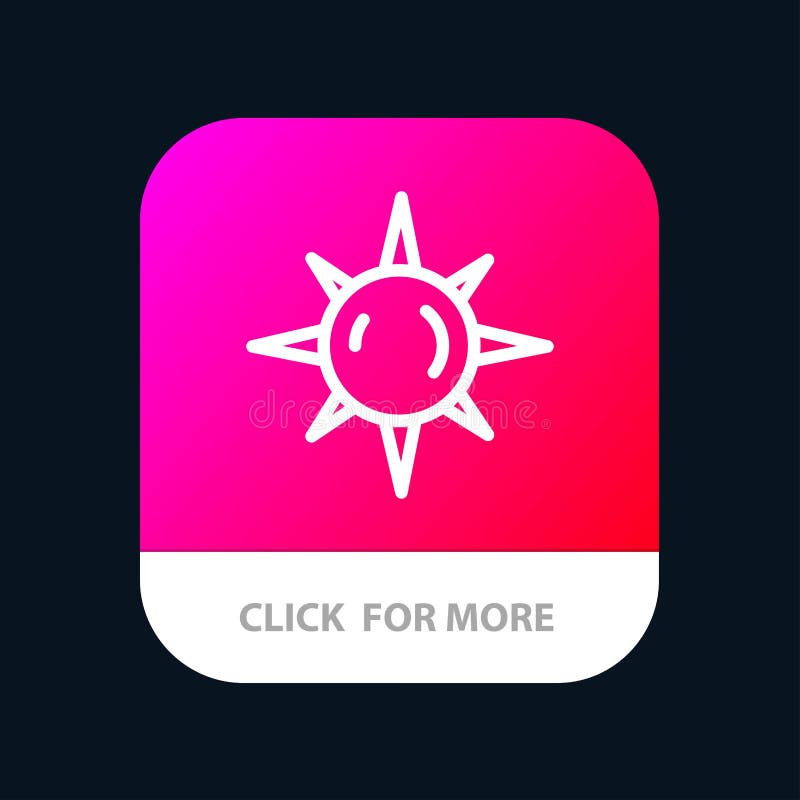 Sun, Day, Light Mobile App Button. Android and IOS Line Version Stock ...