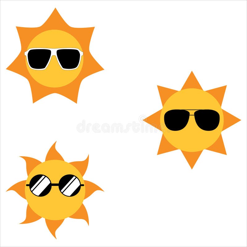 Sun Design. Collection of Sun. Sun with Cooling Glass Stock Vector ...