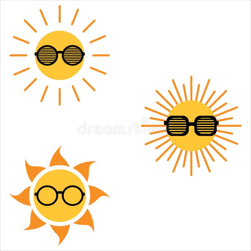 Sun Design. Collection of Sun. Sun with Cooling Glass Stock Vector ...