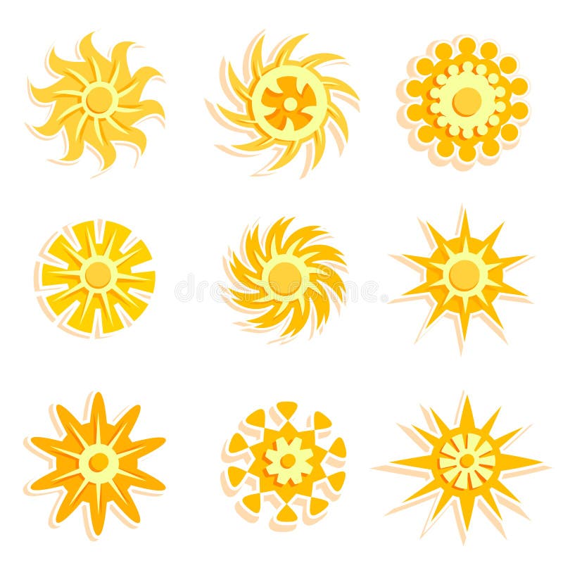 Vector sun icons stock vector. Illustration of sunny, button - 4249246